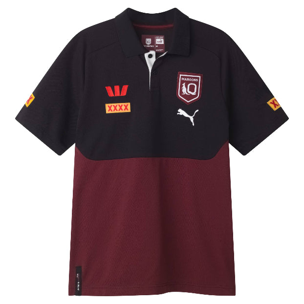 QLD Maroons 2025 Mens Players Team Polo - Black